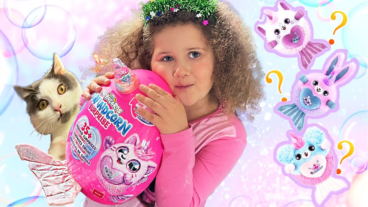 WOW! Katy Unboxing Big Mermaidcorn Surprise Egg! (35 + Surprises) What ...