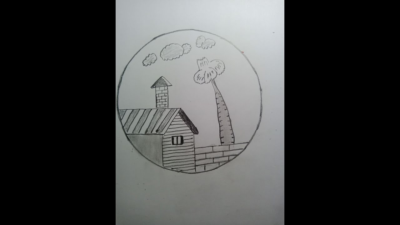 Beautiful House | How to draw beautiful house in a Circle| - YouTube