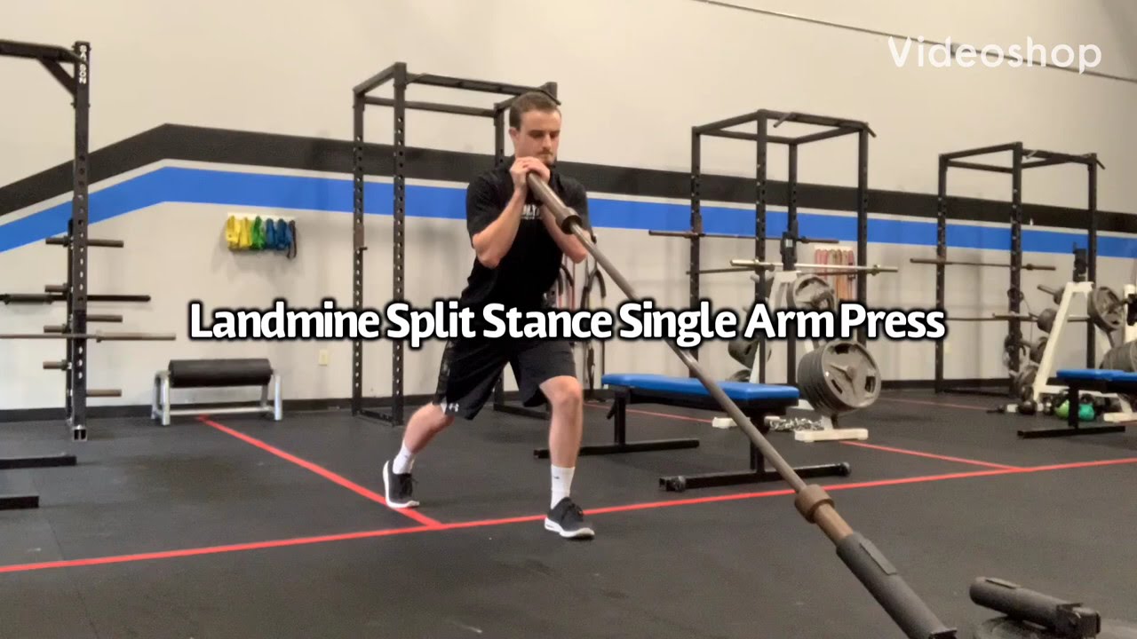 Landmine Split Stance Single Arm Press - YouTube