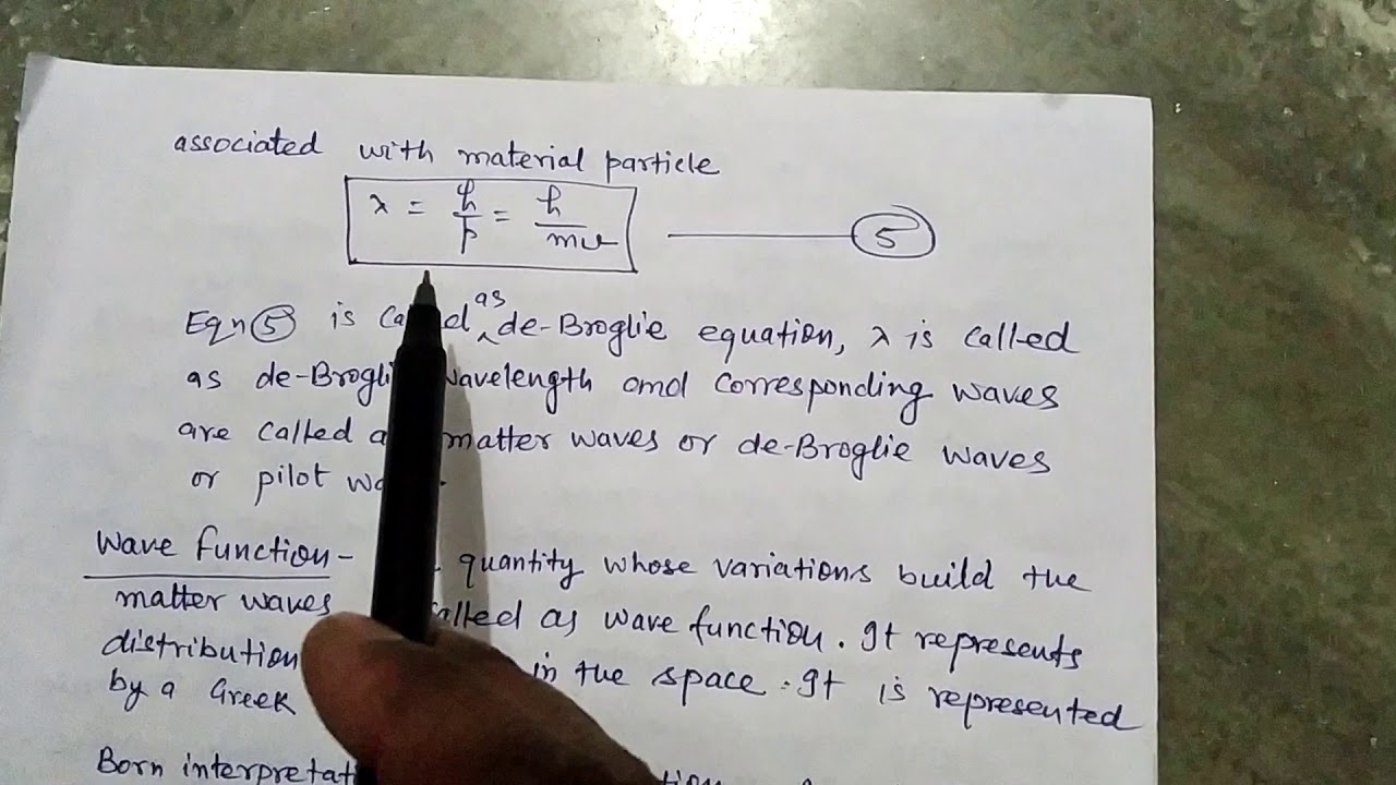 QM-Wave particle duality, Matter waves, Wave function, Born ...