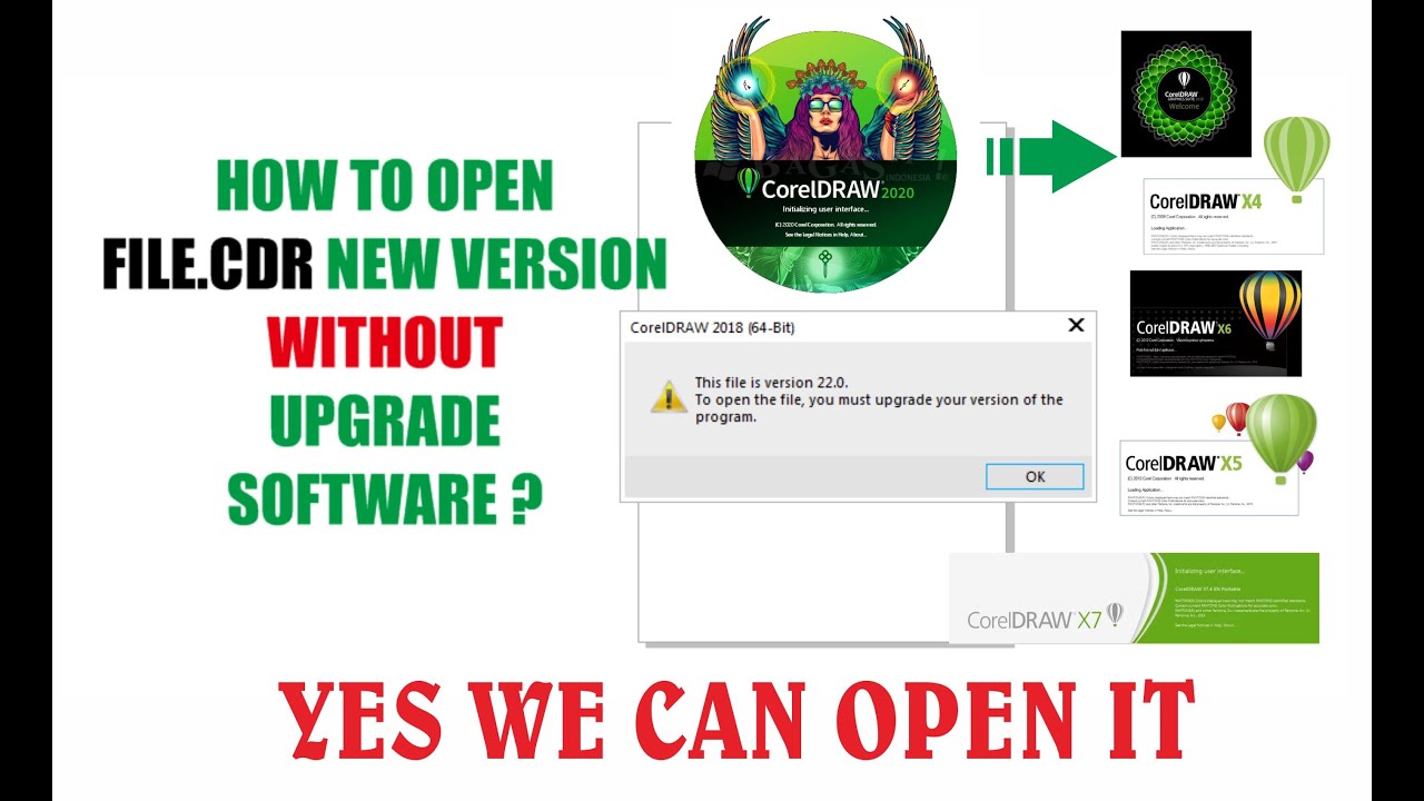 open file cdr version 21 or 22 without upgrade the software - YouTube