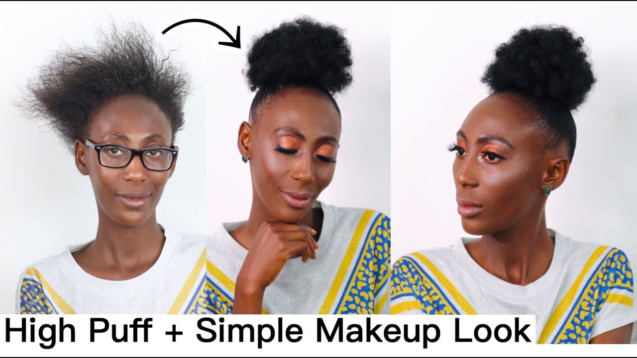 Slick High Puff + Simple Makeup Look Tutorial - YouTube