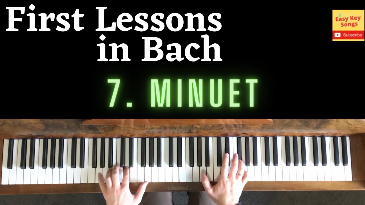 JS Bach - 7.Minuet. Piano Tutorial with score. Beginner easy level ...