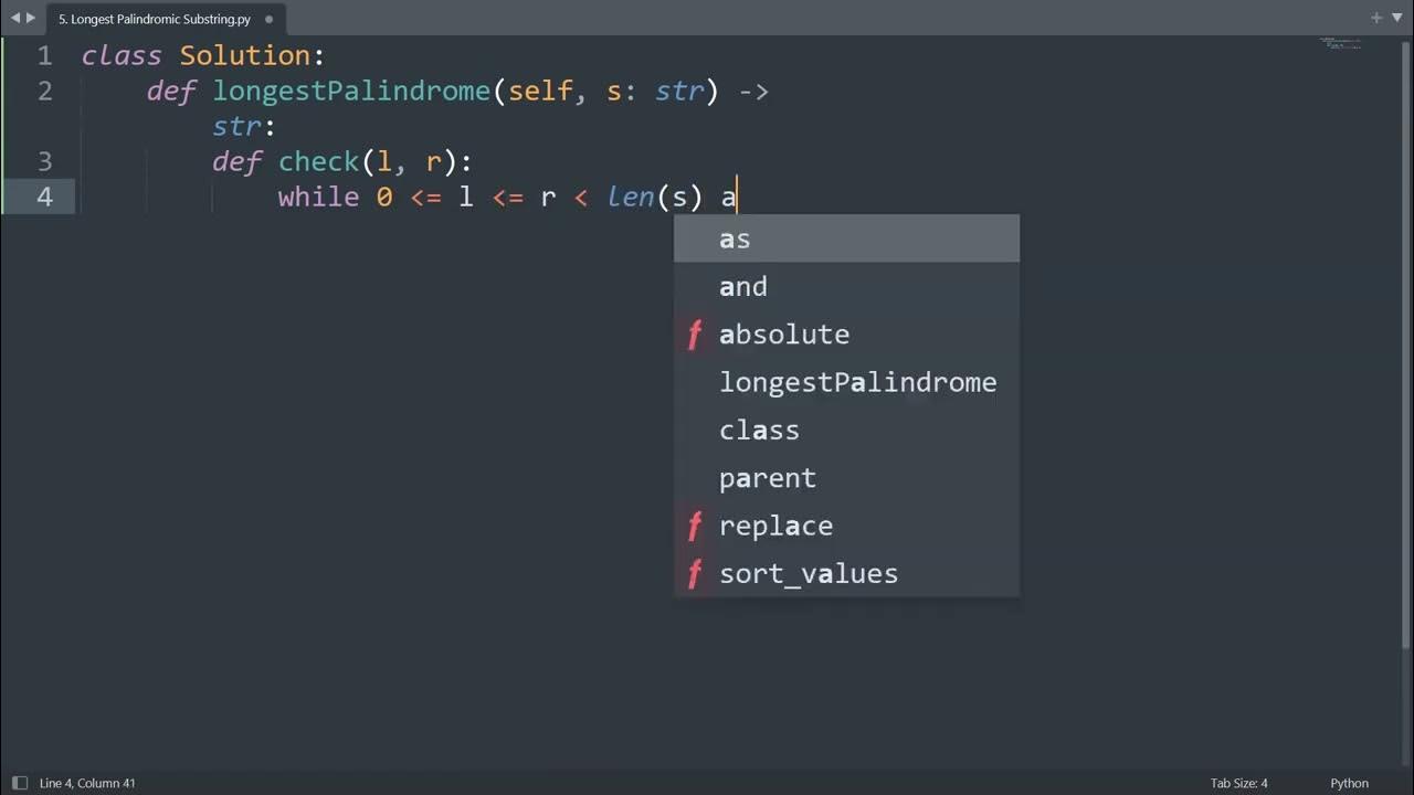 Leetcode 5 Longest Palindromic Substring In Python Python Leetcode 8783