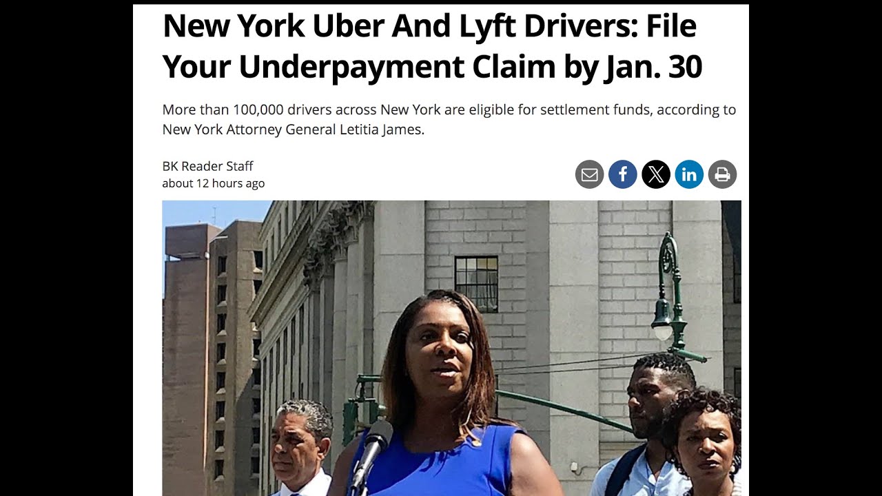 New York Uber & Lyft drivers file your underpayment claim by January ...