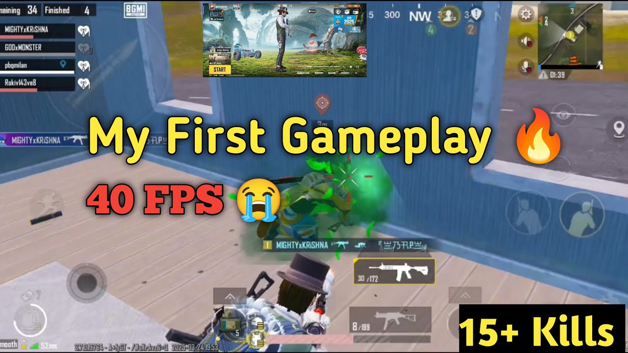 MY FIRST BGMI GAMEPLAY 🔥 | 40 FPS Lag 3.7 Update - YouTube
