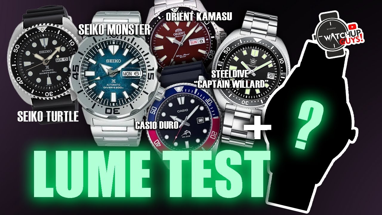 Lume Test!! Seiko vs Seiko vs Steeldive vs Orient vs Casio vs Surprise ...