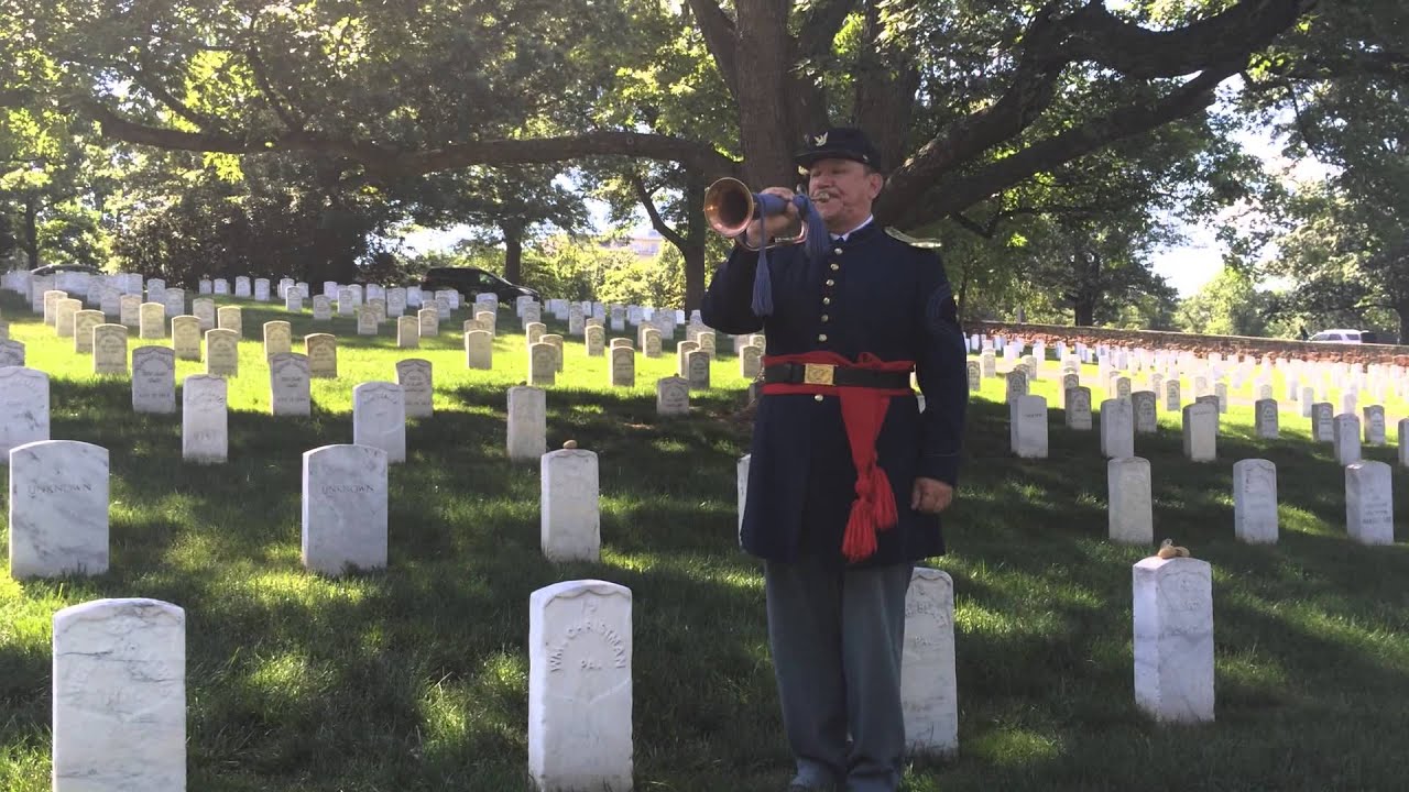 Taps at the grave of William Christman in Arlington National Cemetery ...