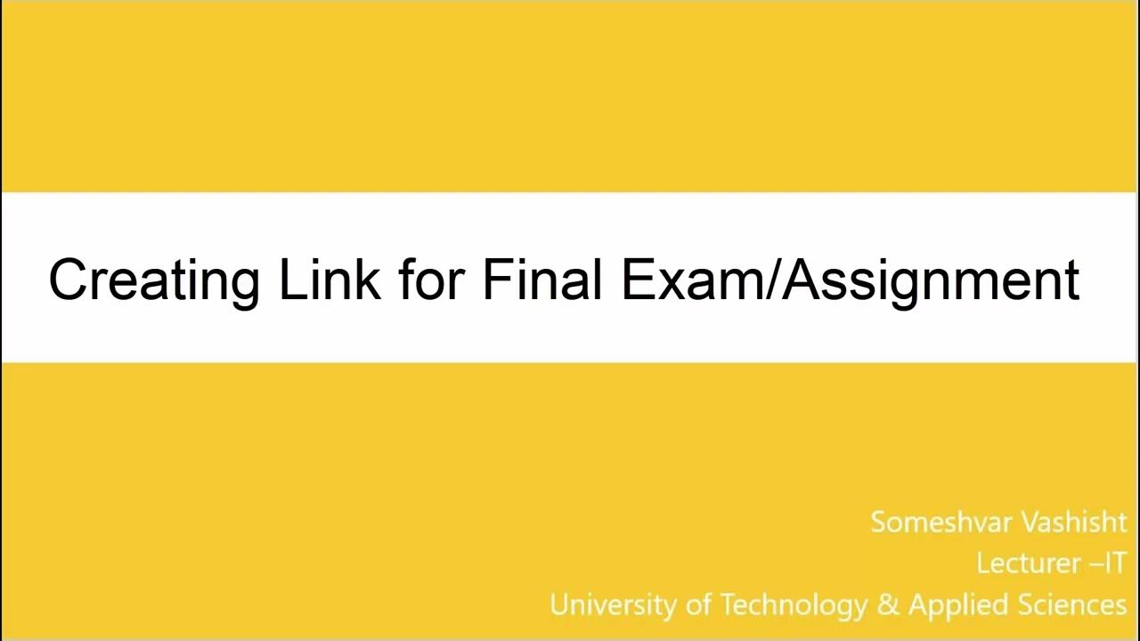 01 Creating the Final Exam on Moodle - YouTube
