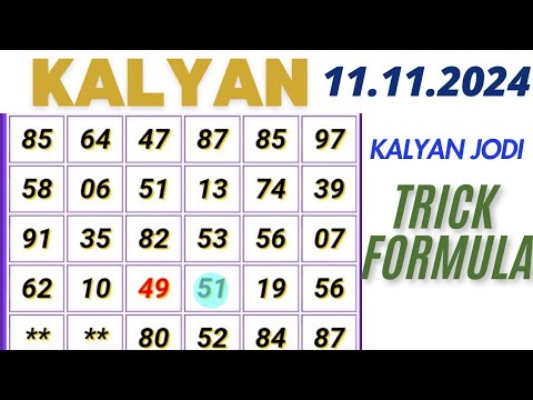 KALYAN TRICK FORMULA l today 11/11/2024 Kalyan l सिंगल शूट जोड़ी l ...