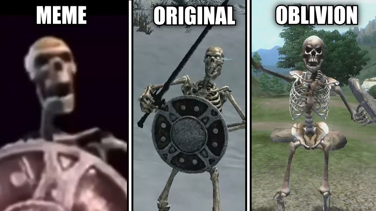 Skeleton Banging Shield - Meme VS Original - YouTube