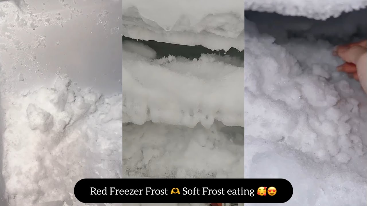 Frozen Freezer 😌 Soft Frost eating from Freezer 🥰 Red Freezer Frost 😋 ...
