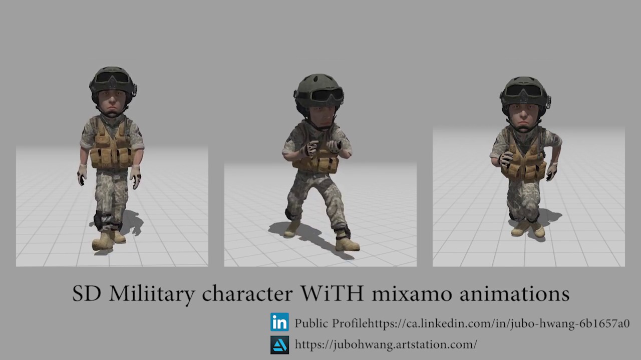 SD Military Character With mixamo animations - YouTube