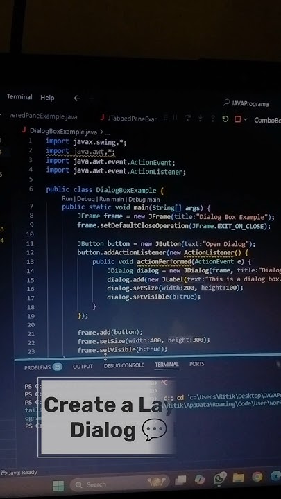 create a Dialog boxes#javaprogramming #javalanguage #best #coding #codinglover #programming ...