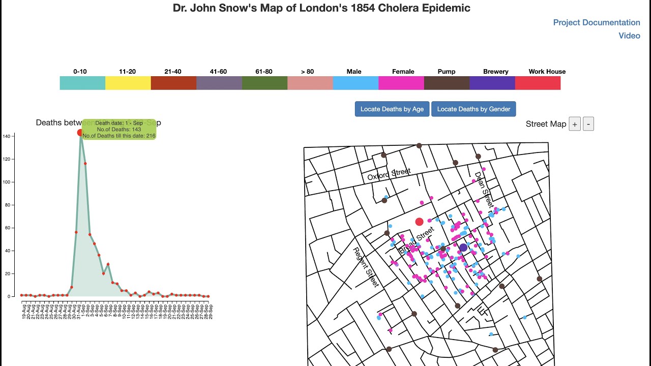 Recreation of Dr. John Snow's Map of London's 1854 Cholera Epidemic ...