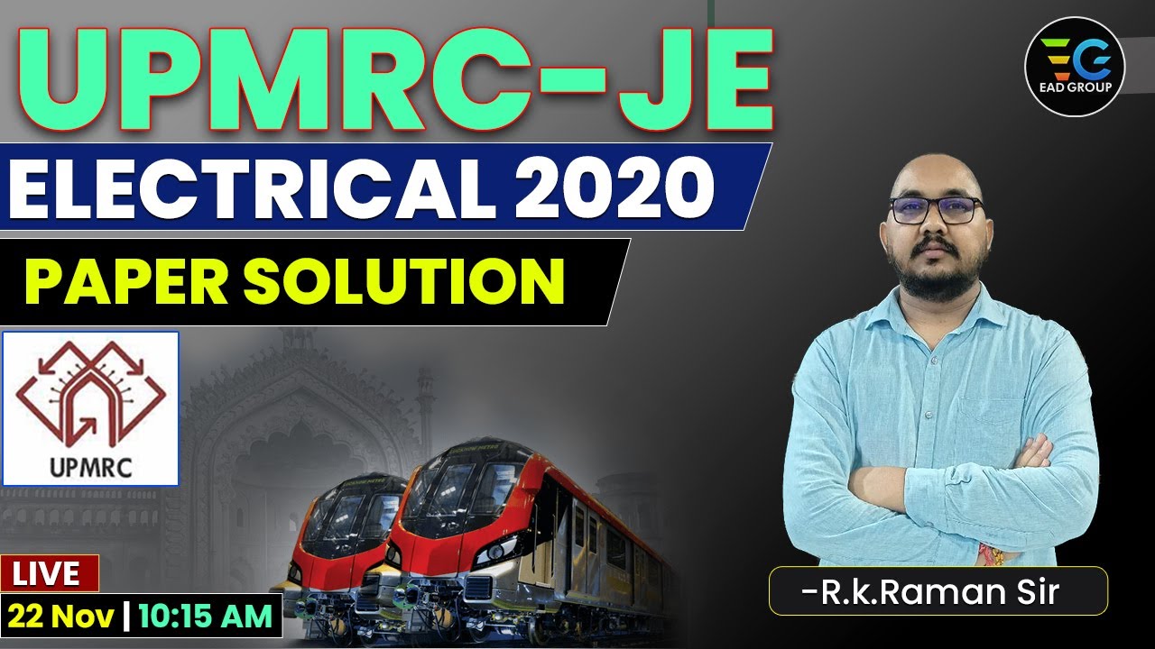 UPMRC-JE Electrical 2020 Paper Solution | Part-01 | Important Session ...