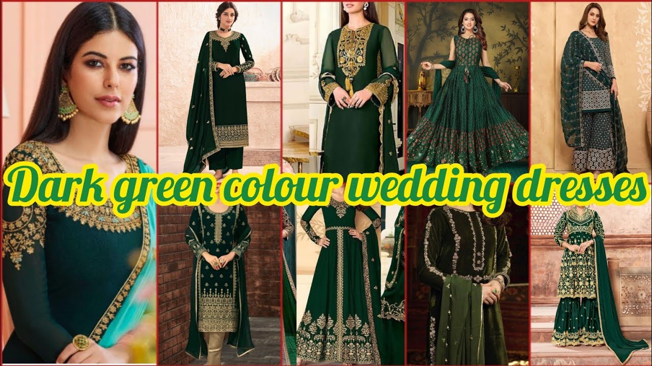 Dark green colour wedding dresses collection || latest Designs in dark ...