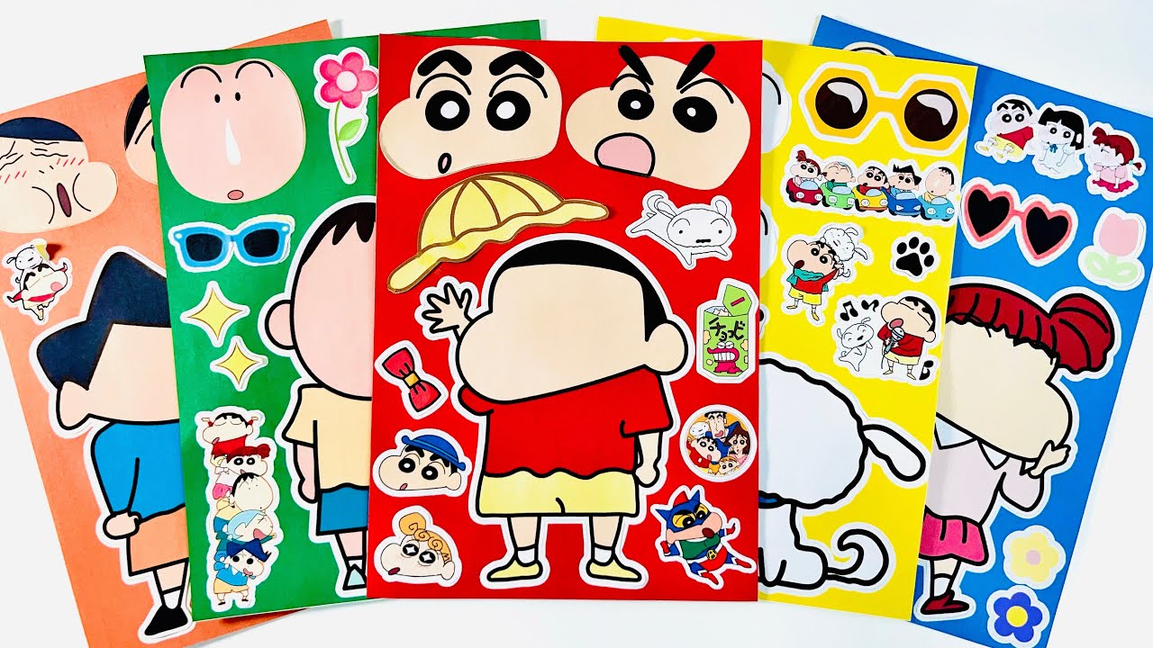 [Sticker Asmr] 🎵 Decorating the Crazy Boy JJANGU Shinchan Sticker Book ...