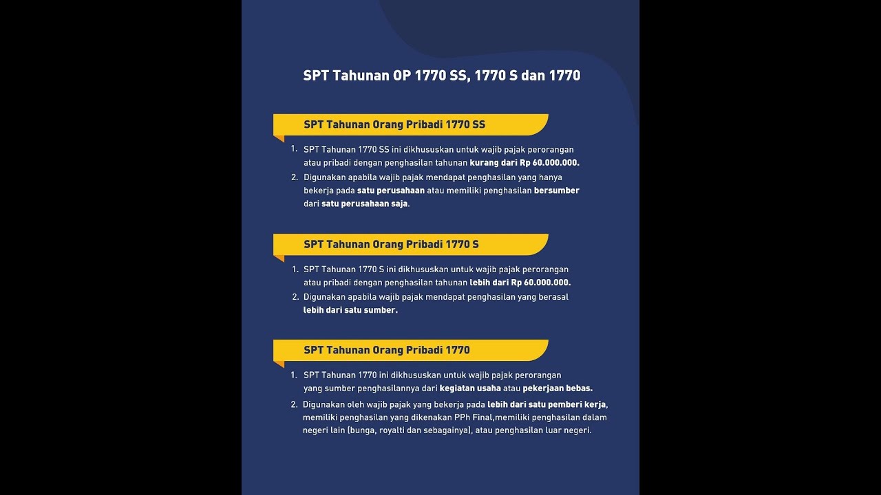 Perbedaan SPT Tahunan Pribadi 1770 SS || 1770 S || 1770 - YouTube