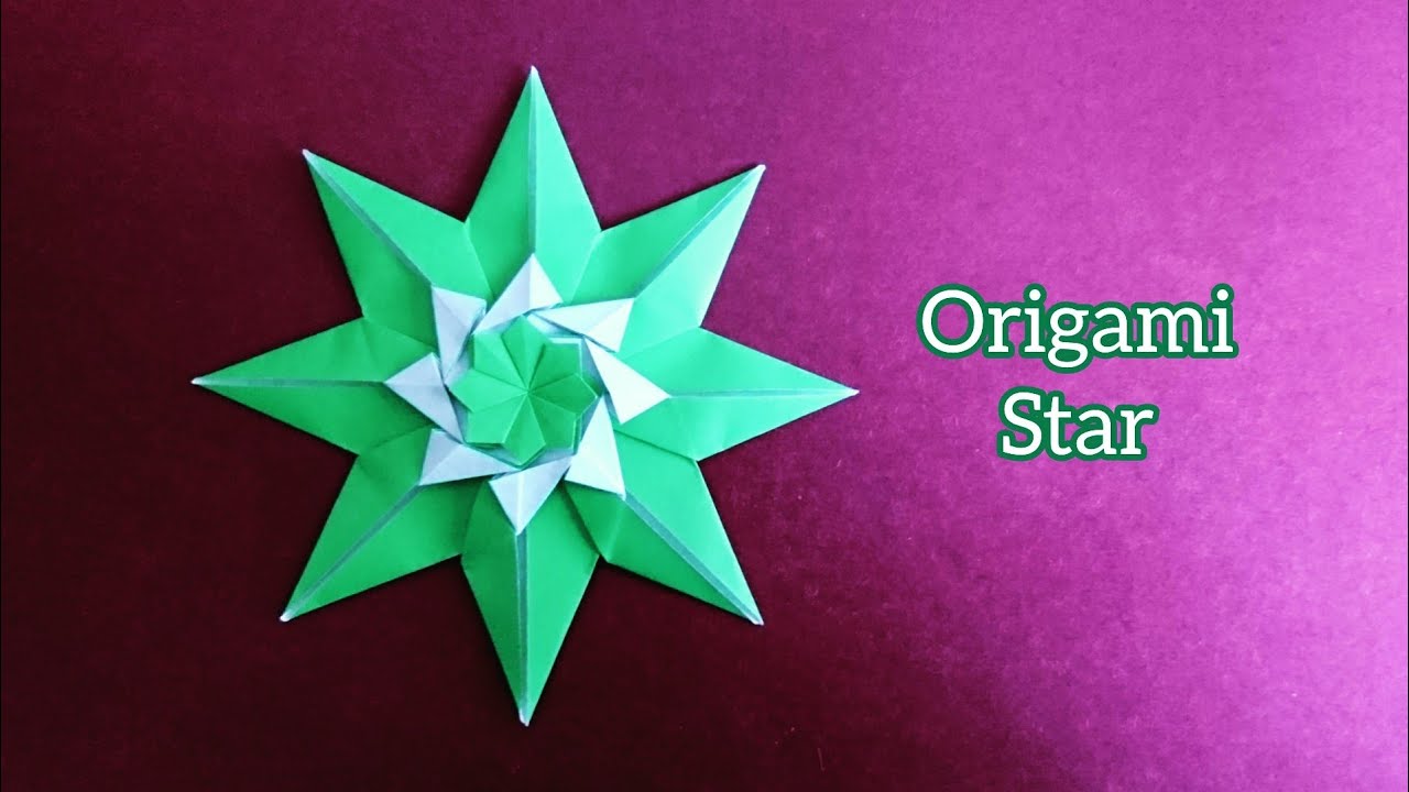 Origami 8-Point Star with Flower 折纸八角星 - YouTube