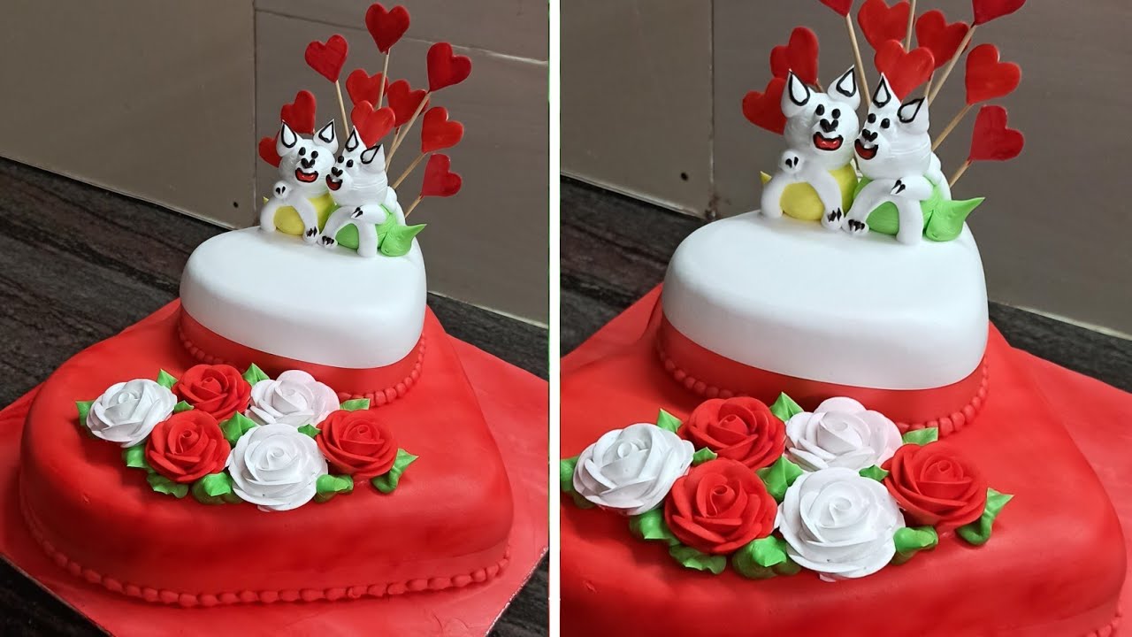 Wedding Cake Design | Heart Shape Two Step Cake | Engagement cake Ideas ...