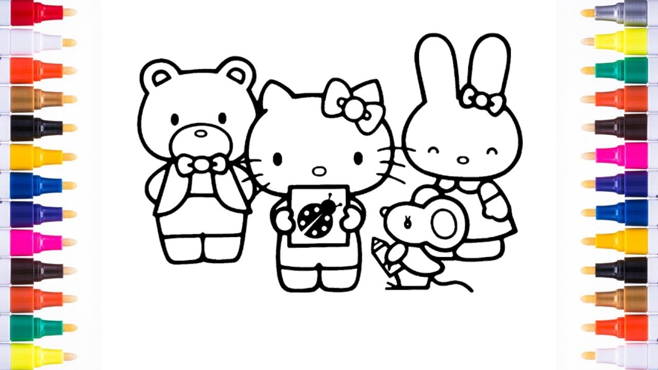 MEWARNAI HELLO KITTY. COLORING HELLO KITTY - YouTube