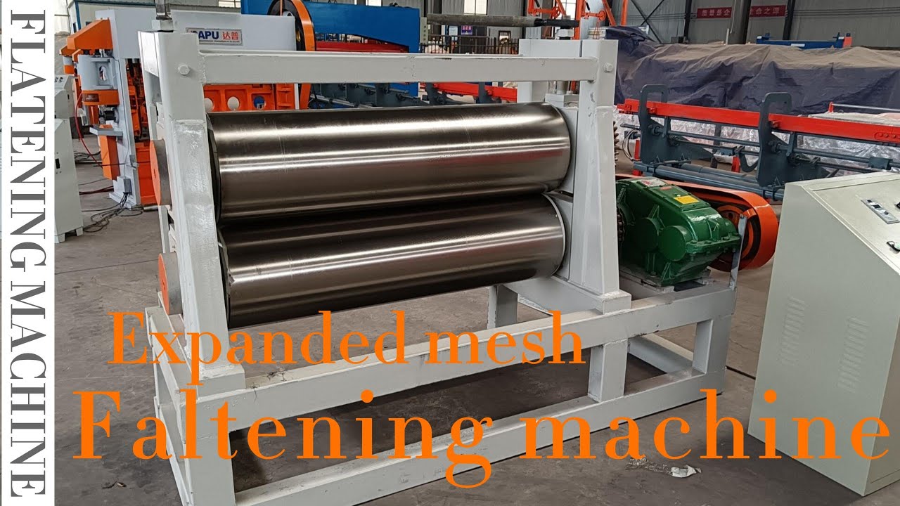 Flatening machine for expand metal mesh - YouTube