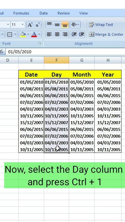 Split Date into Day, Month & Year in Excel | Quick Excel Tips - YouTube