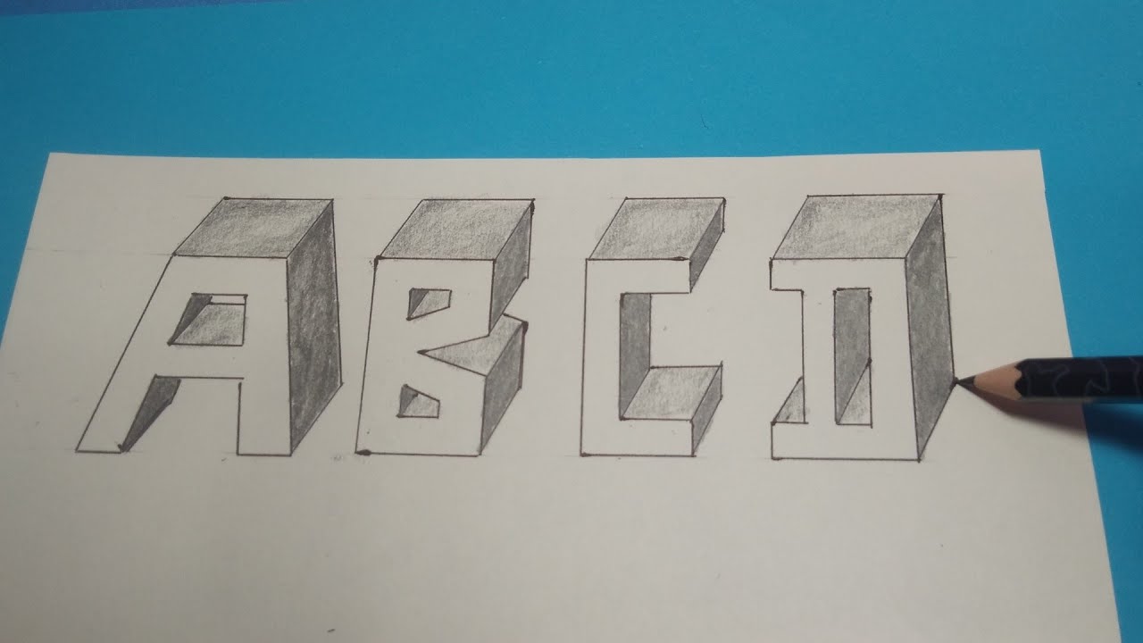 Very Easy !! How To Drawing 3D Letter “ABCD” For Beginner - YouTube