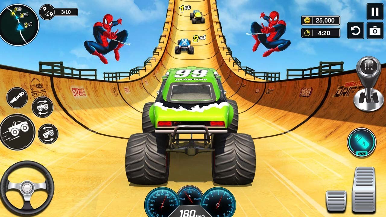 Car Ramp Race Game || Monster Truck car race Jet race Andoird Emulator ...