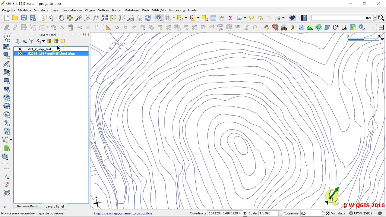 QGIS extract the Z from dxf Isoipse isobate 3D - YouTube