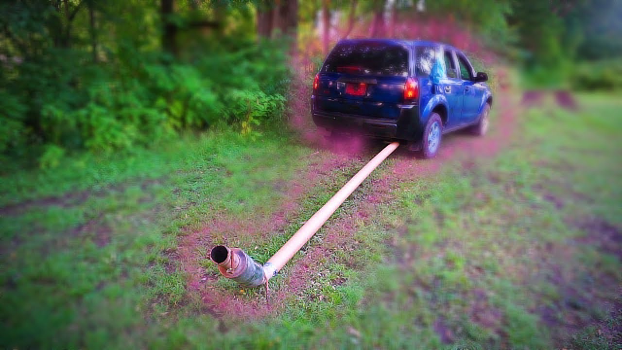 Worlds Most RIDICULOUS Exhaust ever made from JUNK (25ft long) - YouTube