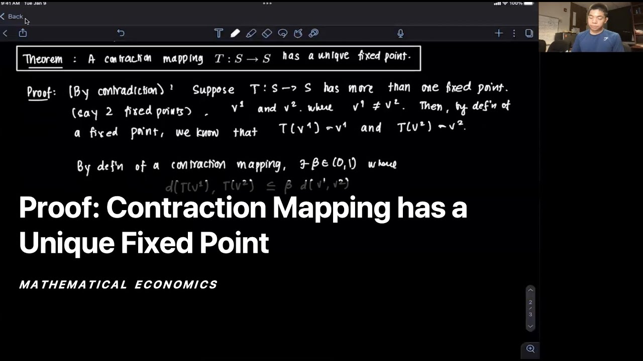Proof Contraction Mapping Has A Unique Fixed Point Youtube