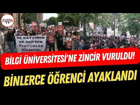 Bilgi Üniversitesi'nin kapısına zincir vuruldu! Binlerce öğrenci ayaklandı