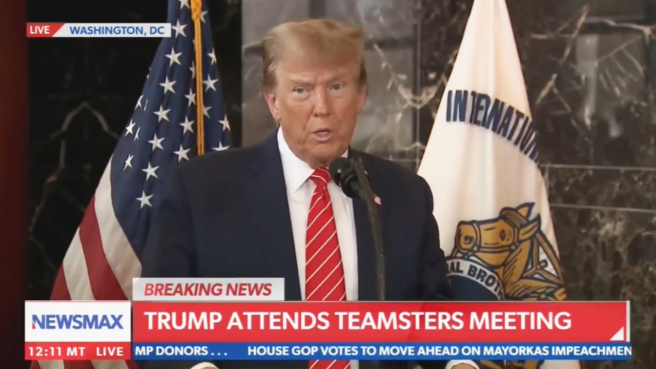Trump meets with Teamsters union, pretends they'll support him - YouTube