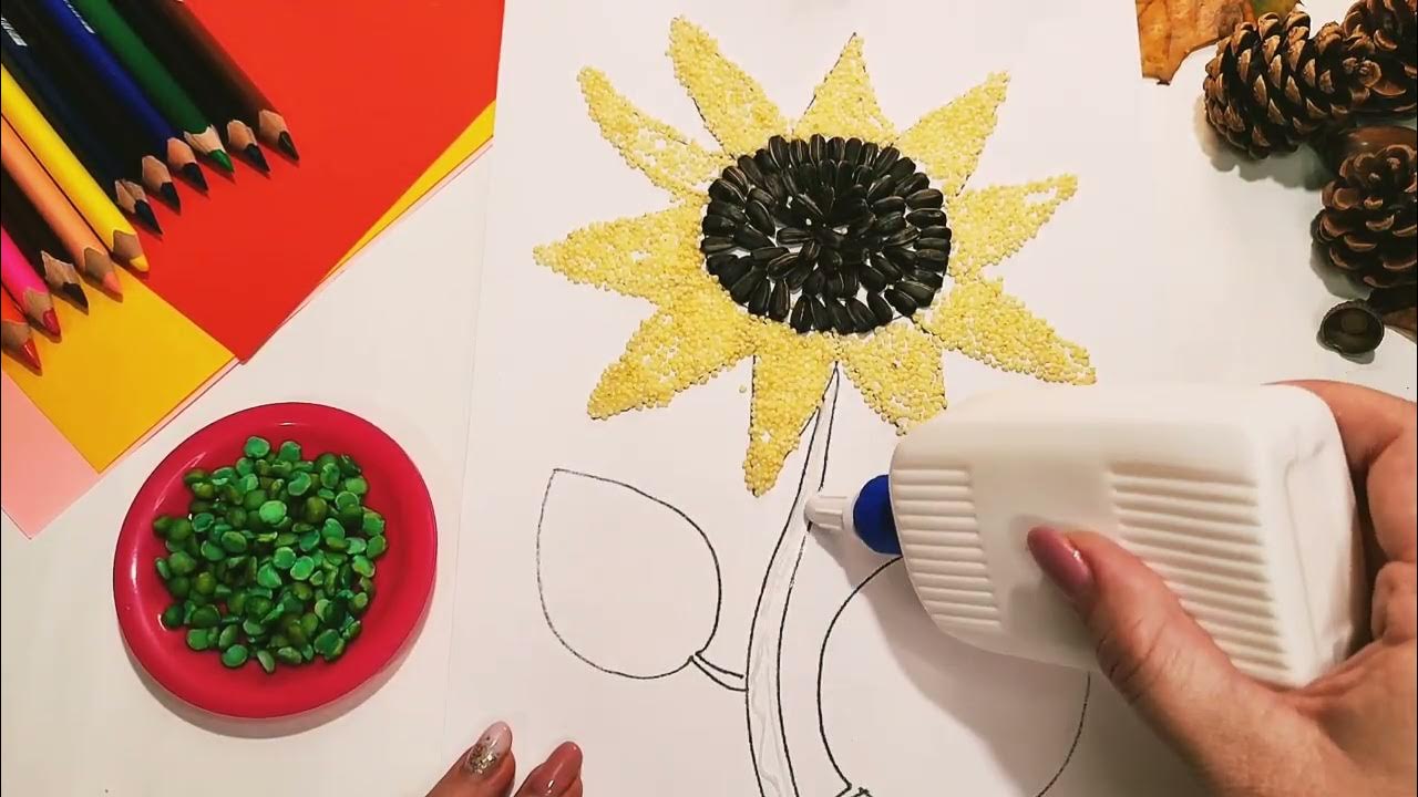 Виготовлення аплікації Соняшник з круп та насіння Youtube