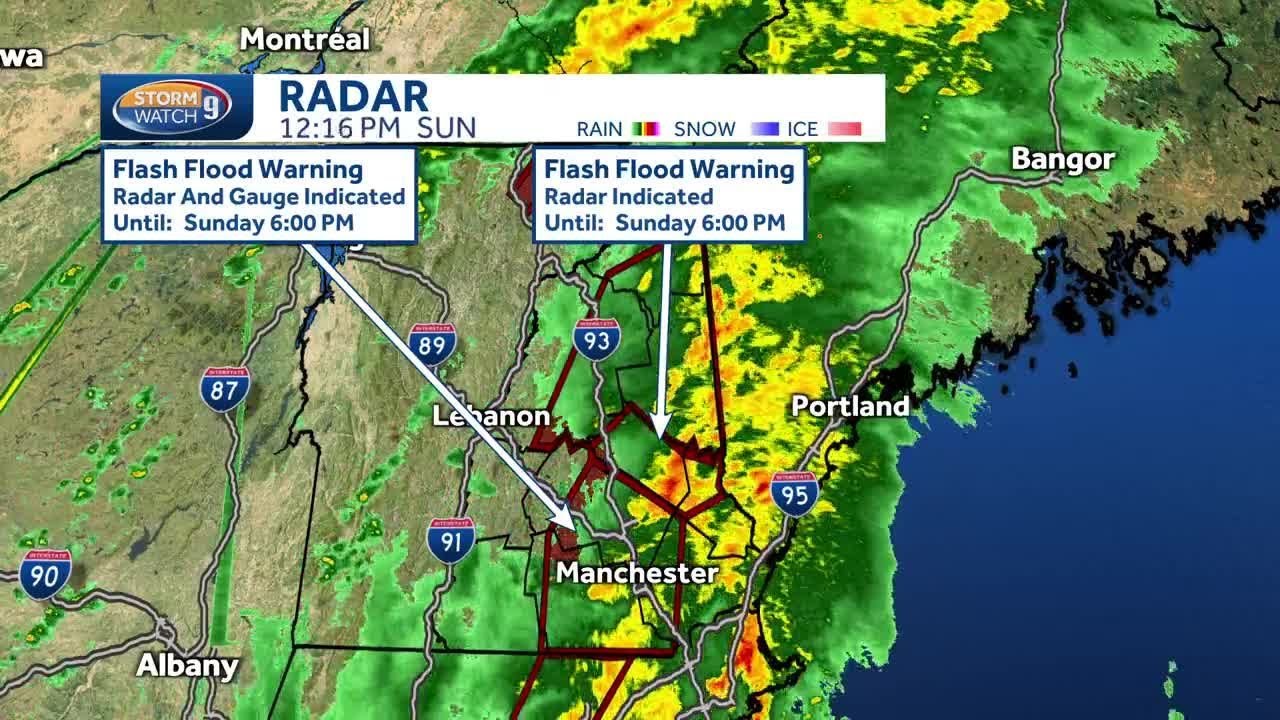 Flash flood warnings in effect for most of New Hampshire - YouTube