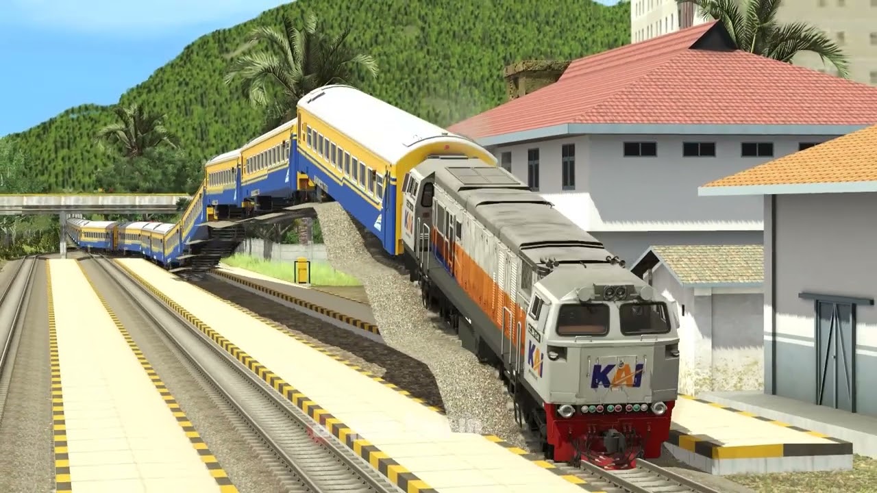 Kereta Api Melewati Rel Tangga Di Stasiun | The Train Passes The Stair ...