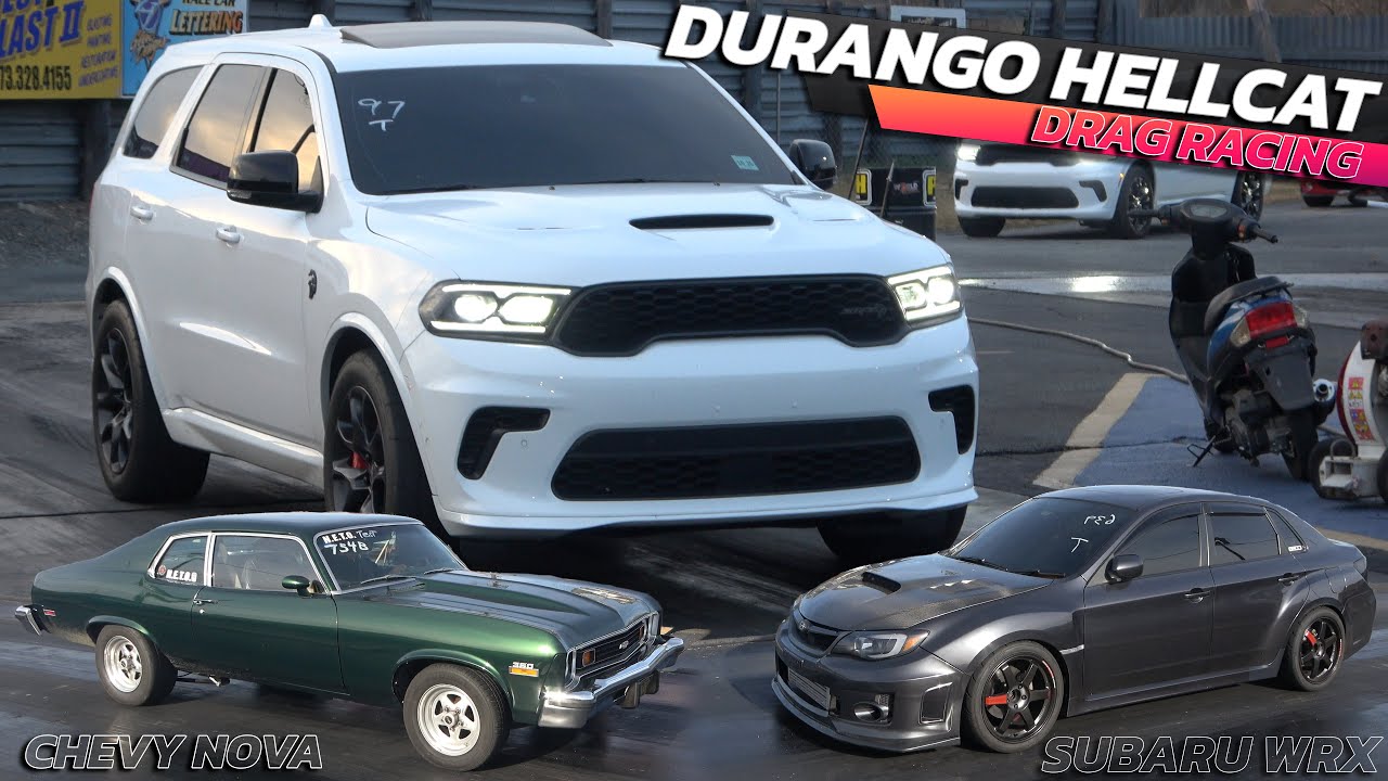 2024 Dodge Durango SRT Hellcat vs. Subaru WRX & Chevy Nova: A Drag Race ...