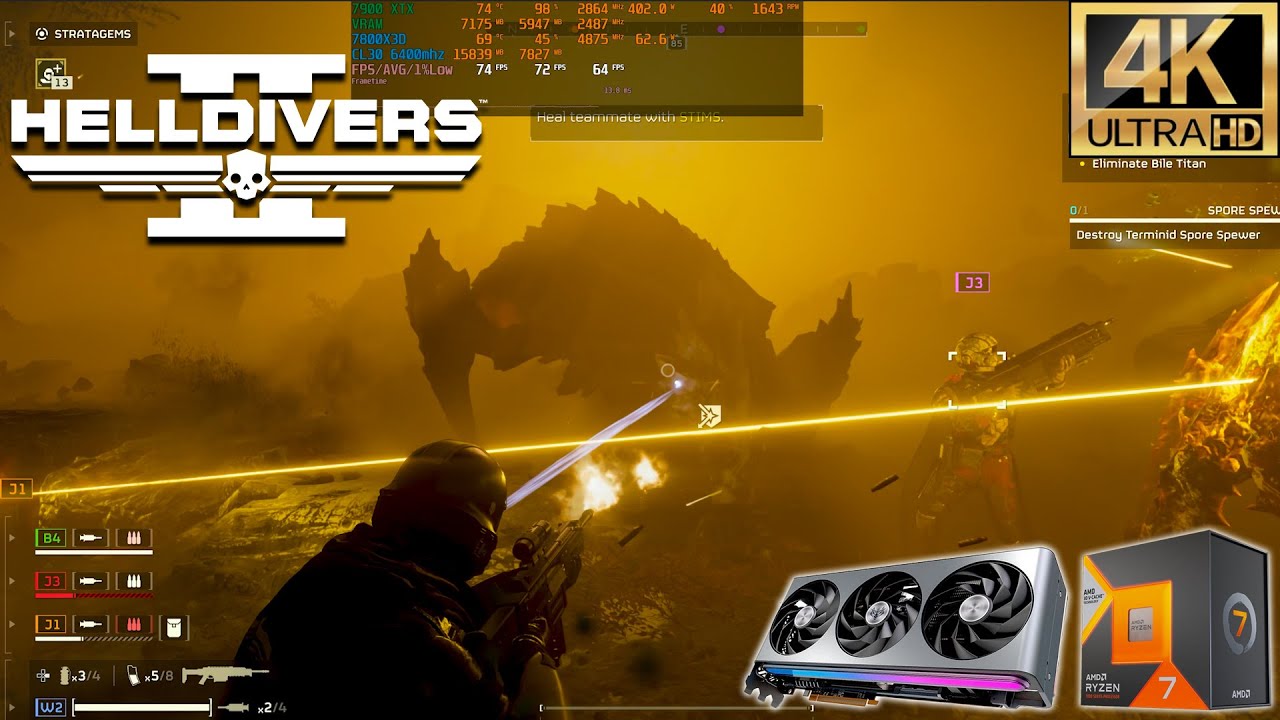 HellDivers 2 | AMD 7800X3D & 7900XTX | 4K Ultra Quality, Quality ...