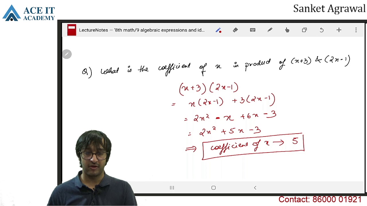 AIA 8th Math Algebraic Expressions Multiplication Lect 4 - YouTube