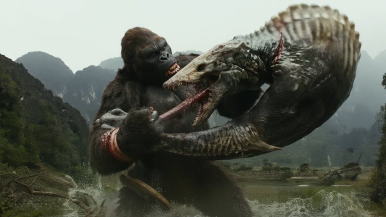 King Kong vs Giant Skull Crawler Fight Epic Monster Battle Scene - YouTube