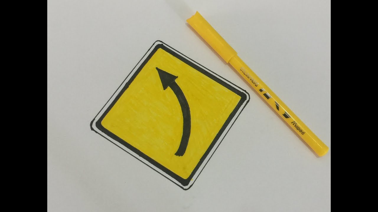 How to draw (Left Bend) Sign - YouTube