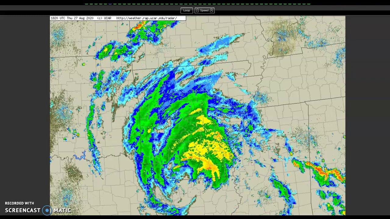 NexRad radar sites in Arkansas feed Hurricane Laura - YouTube