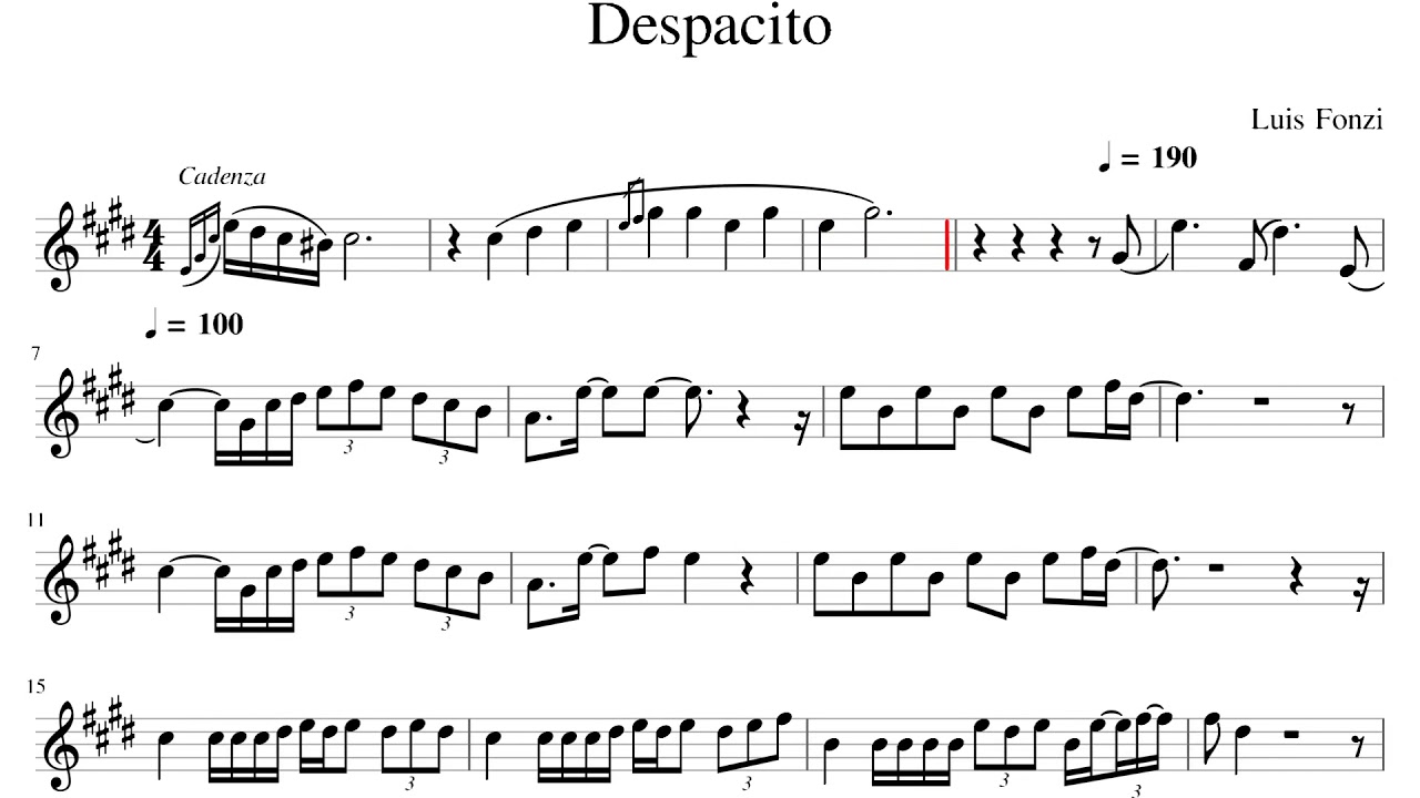Despacito- trumpet sheet music - YouTube