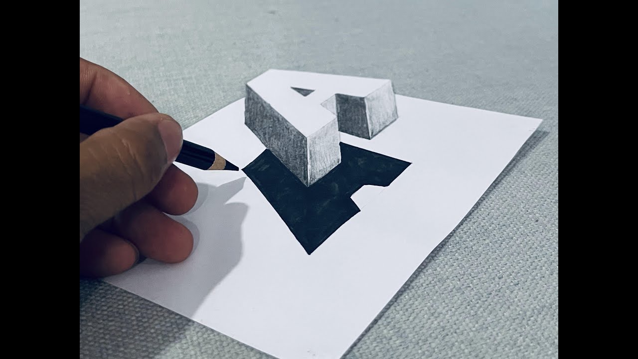 easy draw 3d Letter A Float on paper for beginners, how to draw Letter ...