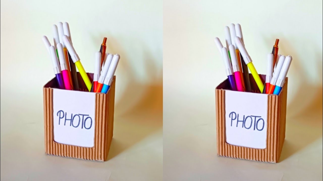 How To Make a Cardboard Pen Holder / Easy Pen Holder Craft For School ...