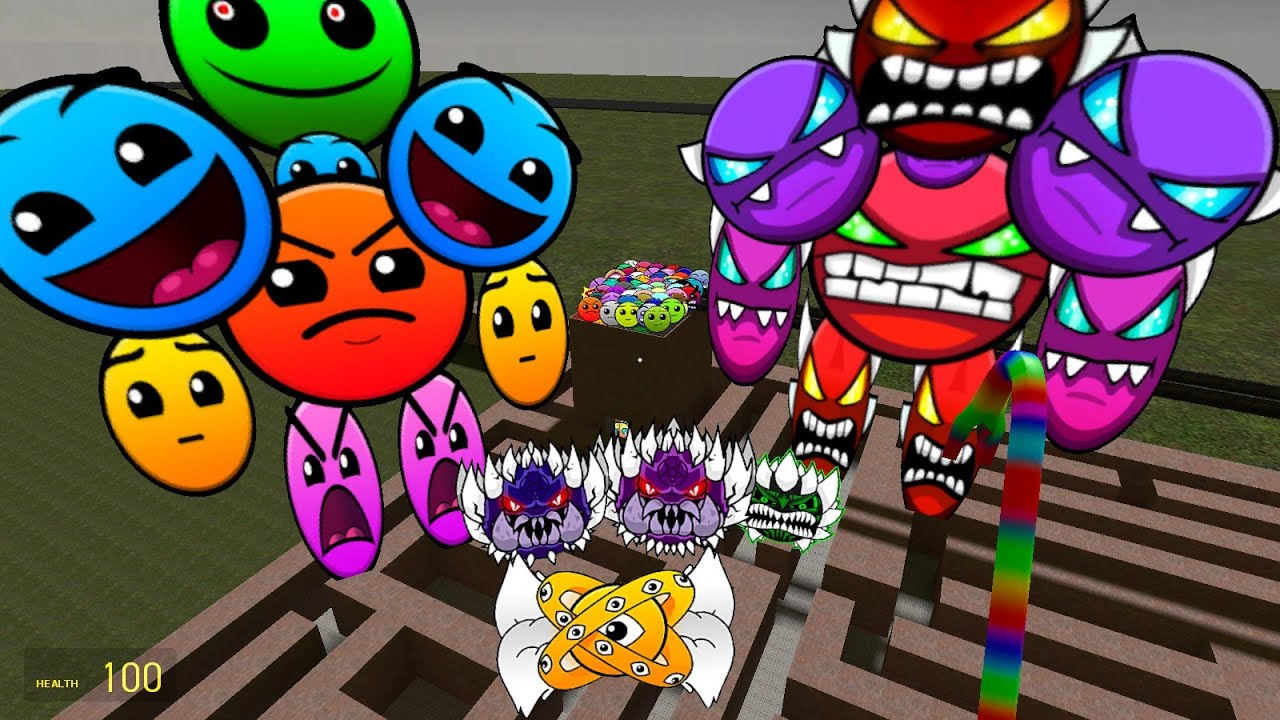 Geometry Dash and Lobotomy Dash Nextbots Chase me in Maze Gmod - YouTube