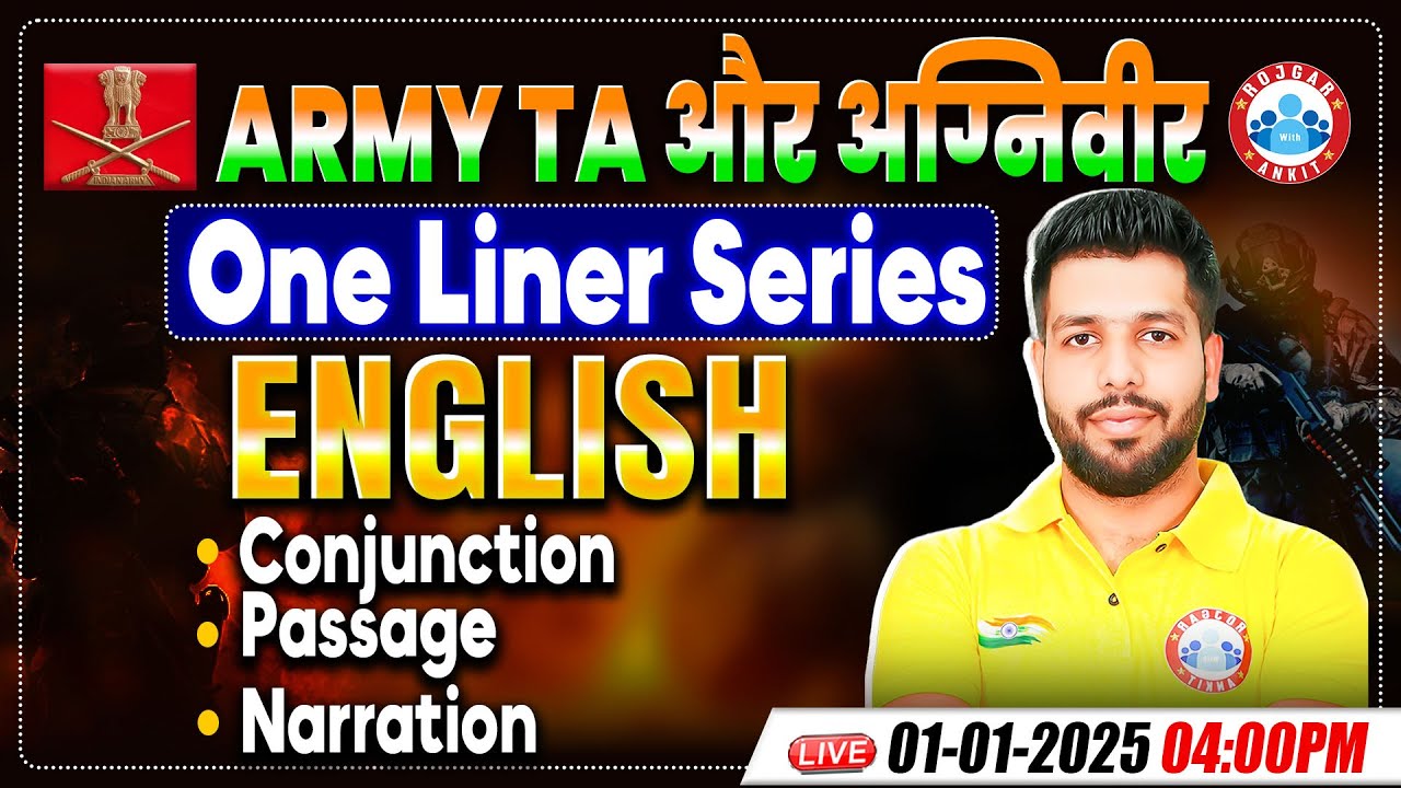 Army TA And Agniveer English One Liner Series | Conjunction, Passage ...