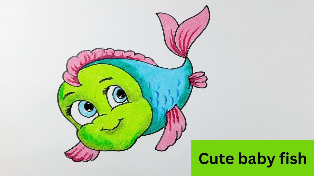 Cute baby fish drawing tutorial for kids/ How to draw Cute baby fish ...